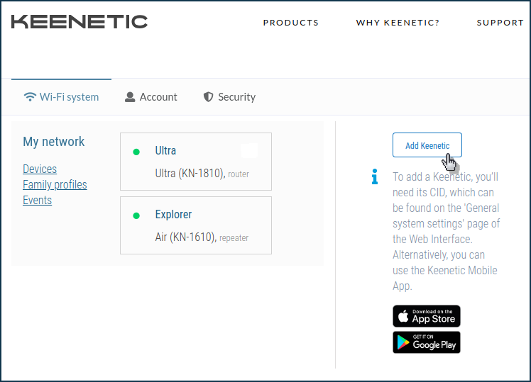 Keenetic Cloud web portal – Keenetic