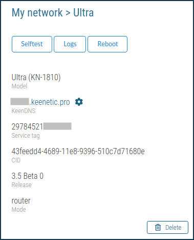 Keenetic Cloud web portal – Keenetic