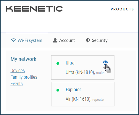Keenetic Cloud web portal – Keenetic
