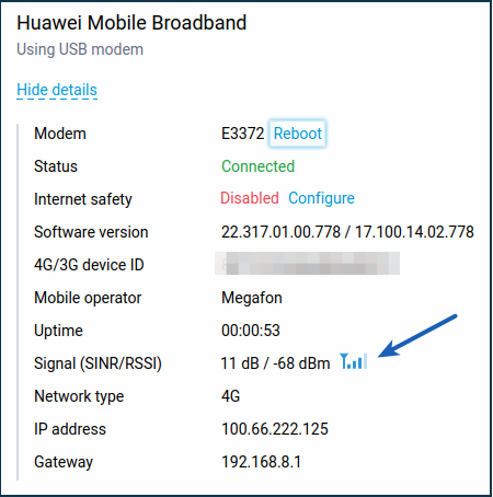 LTE signal quality parameters – Keenetic