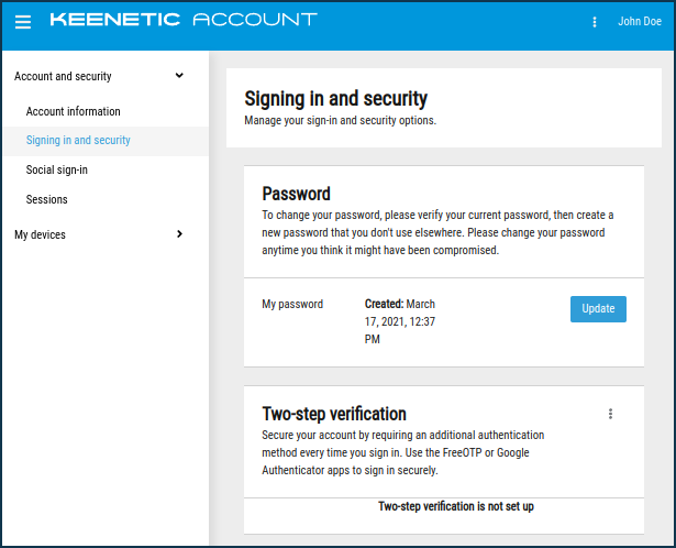 Keenetic Account — the single point of authentication for all of Keenetic's services – Keenetic