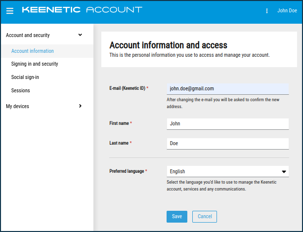 Keenetic Account — the single point of authentication for all of Keenetic's services – Keenetic
